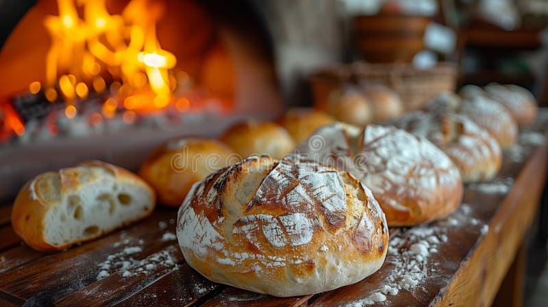 Bread Baked in a Wood-fired Oven Stock Photo - Image of isolated ...