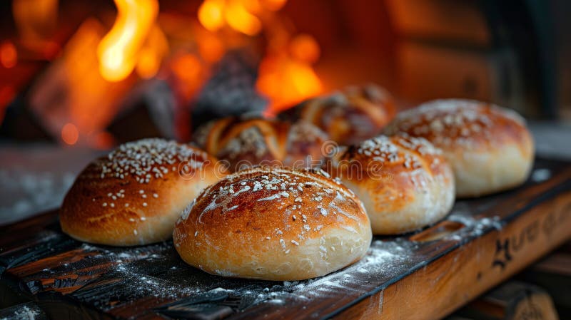 Bread Baked in a Wood-fired Oven Stock Image - Image of dinner ...