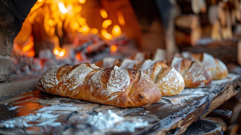 Bread Baked in a Wood-fired Oven Stock Illustration - Illustration of ...