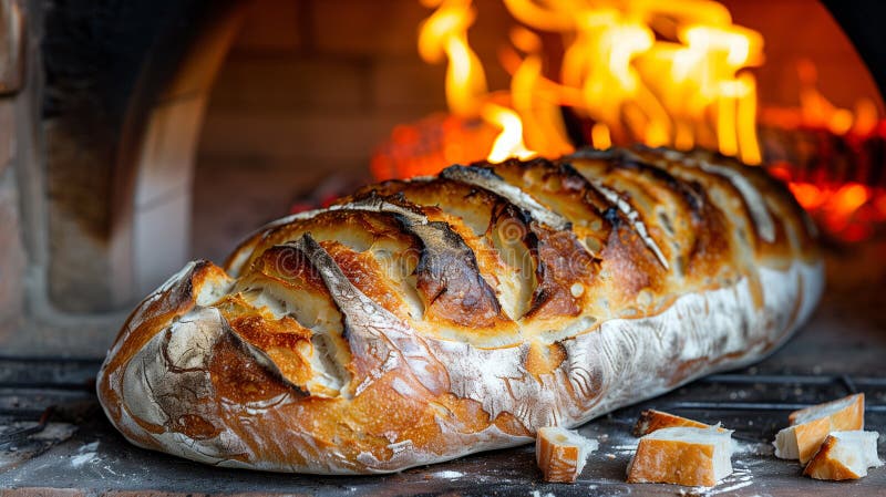Bread Baked in a Wood-fired Oven Stock Illustration - Illustration of ...