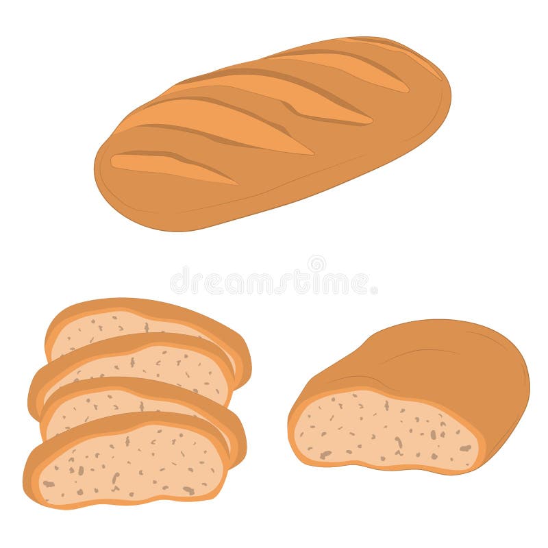Bread, Bakery Icon, Sliced Fresh Wheat Bread Isolated Stock ...