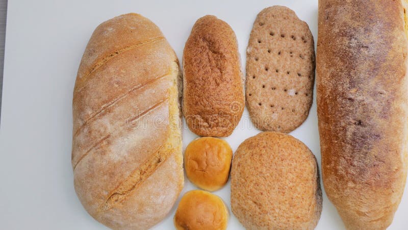 Bread and Bakery Products Isolated on White. Different Types of Bread ...