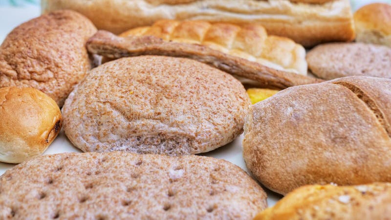 Bread and Bakery Products Isolated on White. Different Types of Bread ...