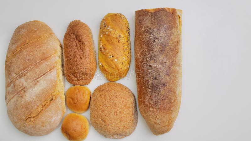 Bread and Bakery Products Isolated on White. Different Types of Bread ...