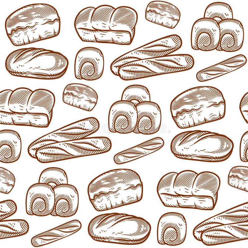 Bread and Bakery Seamless Pattern Stock Vector - Illustration of ...