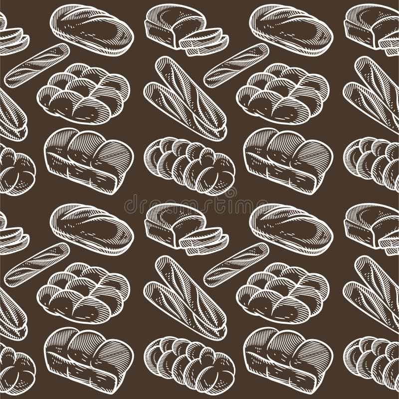 Bread and Bakery Seamless Pattern Stock Vector - Illustration of icon ...