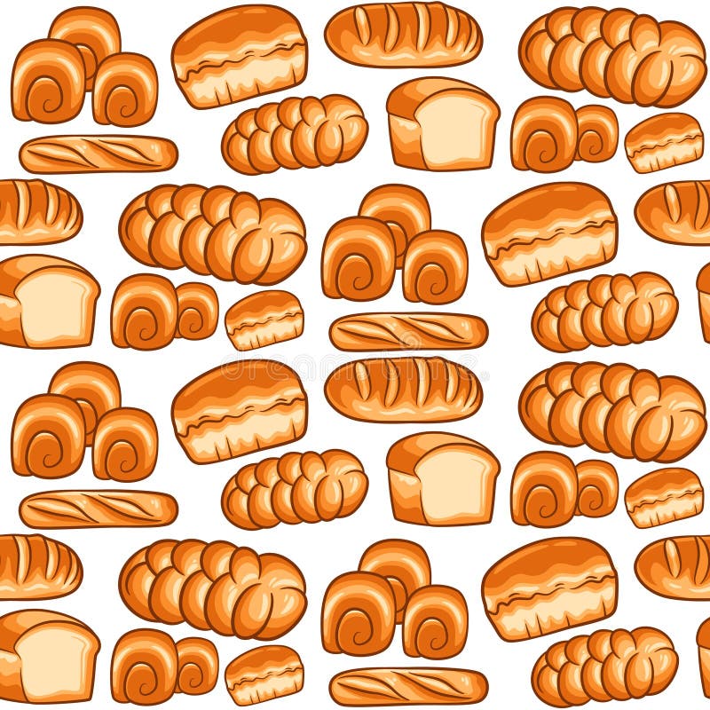 Bread and Bakery Seamless Pattern Stock Vector - Illustration of ...