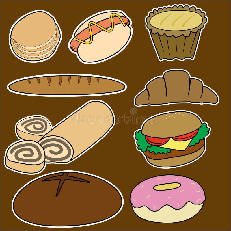 Bread and Bakery Sticker Illustration Vector Stock Vector ...