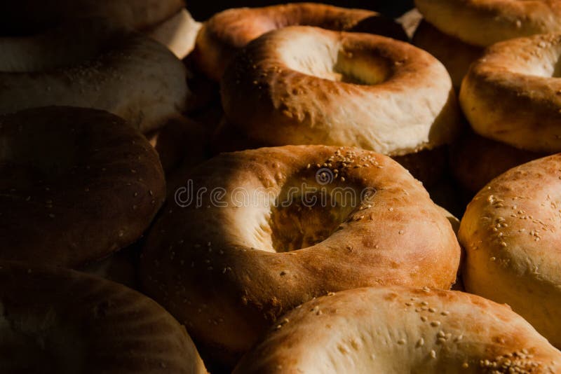 Bread and Bakery. the Typical Traditional Uzbek Round Shape Bread Stock ...
