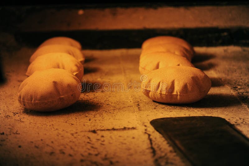 Bread Baking in an Open Firewood Oven Traditional Stock Photo - Image ...