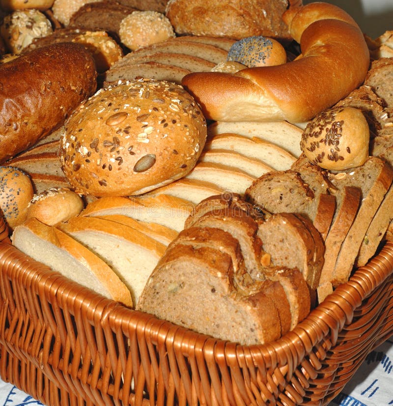 Bread in a basket stock photo. Image of lunch, food, loaf - 9689856