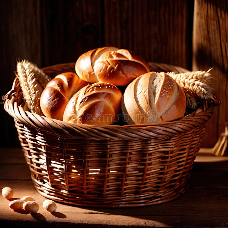Bread Basket, Assorted Selection of Baked Buns Breads Food Stock ...