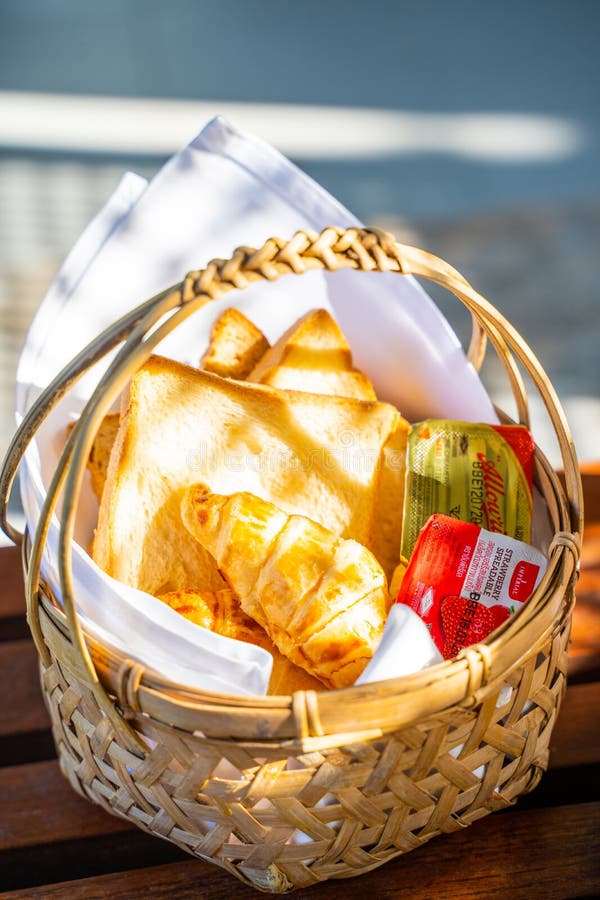 Bread Basket and Croissants for Breakfast Stock Image - Image of ...