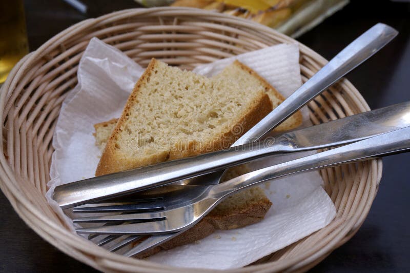 Bread Basket Cutlery Tissue Stock Image - Image of breakfast, freshly ...