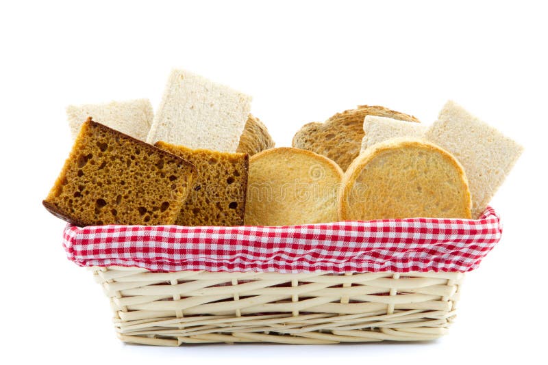 Bread Basket Filled with Slices of Bread, Crackers, Ontbijtkoek Stock ...
