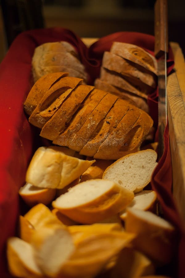 Bread Basket with Loaf and Buns Set Stock Photo - Image of meal, bread ...