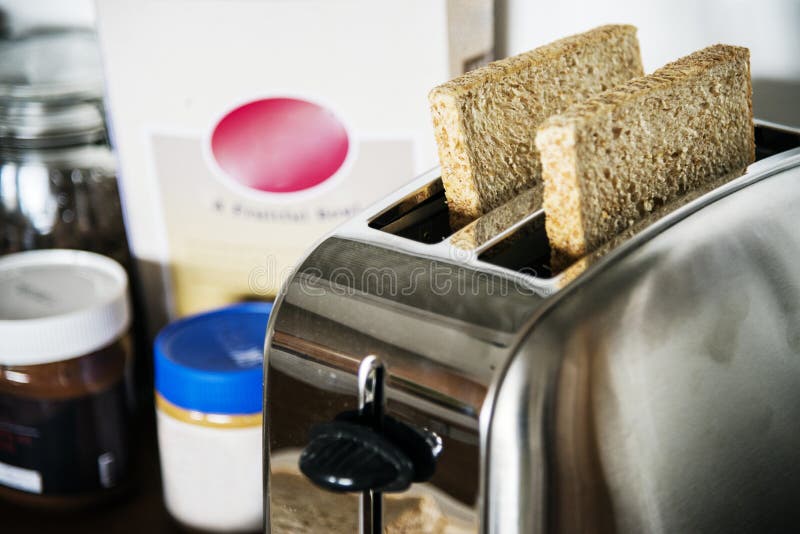 Bread Being Toasted in Kitchen Stock Image - Image of lifestyle ...
