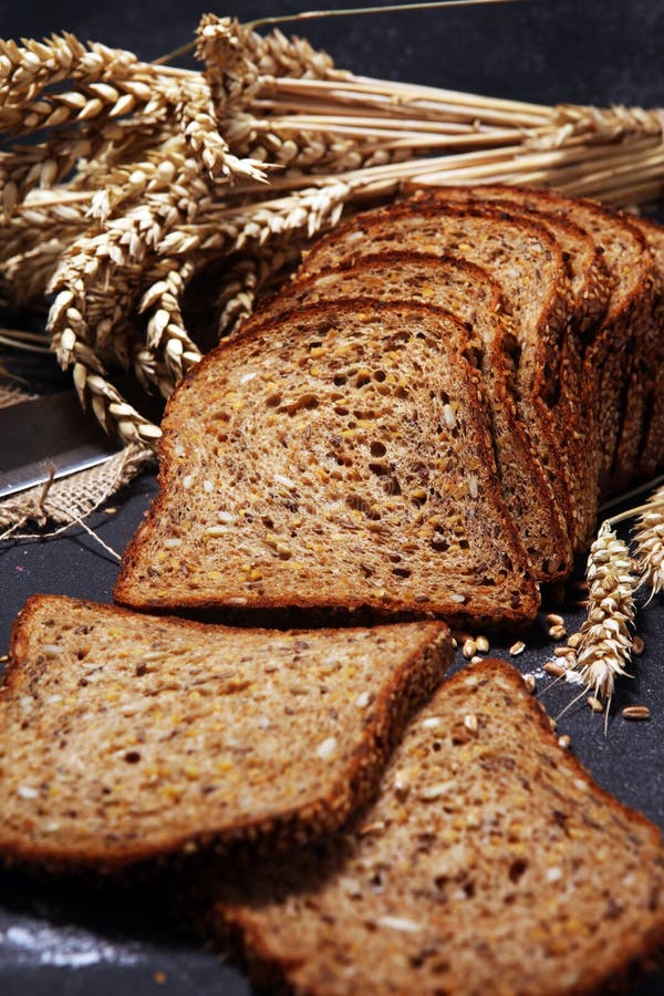 Bread on Black Board from Above. Kitchen or Bakery Poster Design with ...