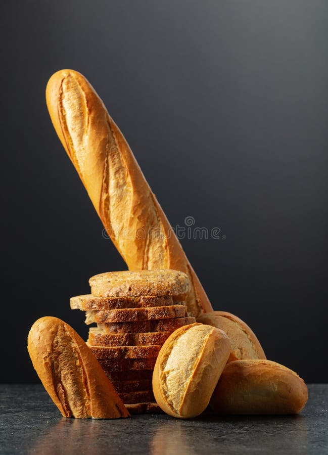 Bread on a Black Stone Table Stock Image - Image of wheat, fresh: 341928185
