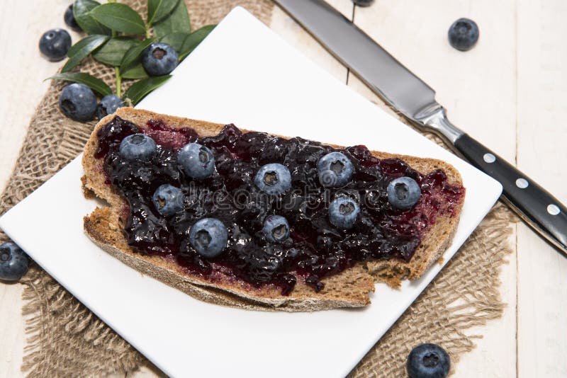 Bread with Blueberry Jam stock image. Image of health - 34399165