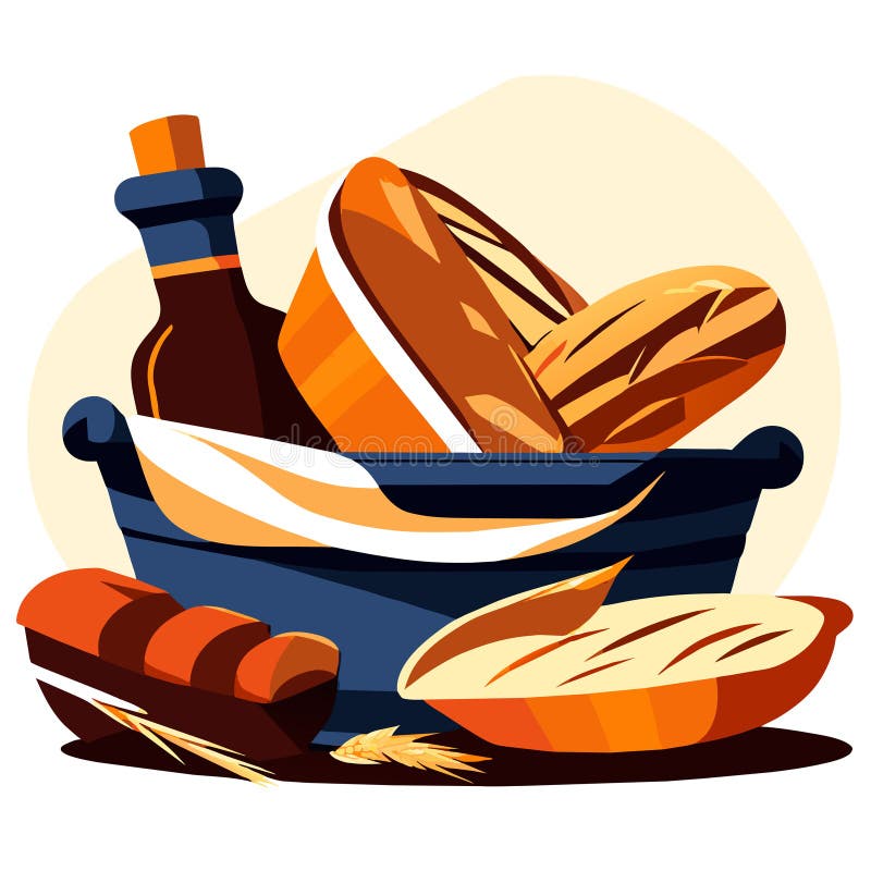 Bread in a Bowl. Vector Illustration in a Flat Style Stock Vector ...