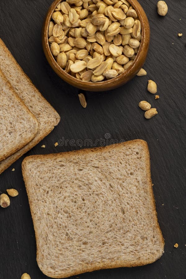Bread with Bran and Peanut Butter, Peanut Butter on a Piece of Bread ...