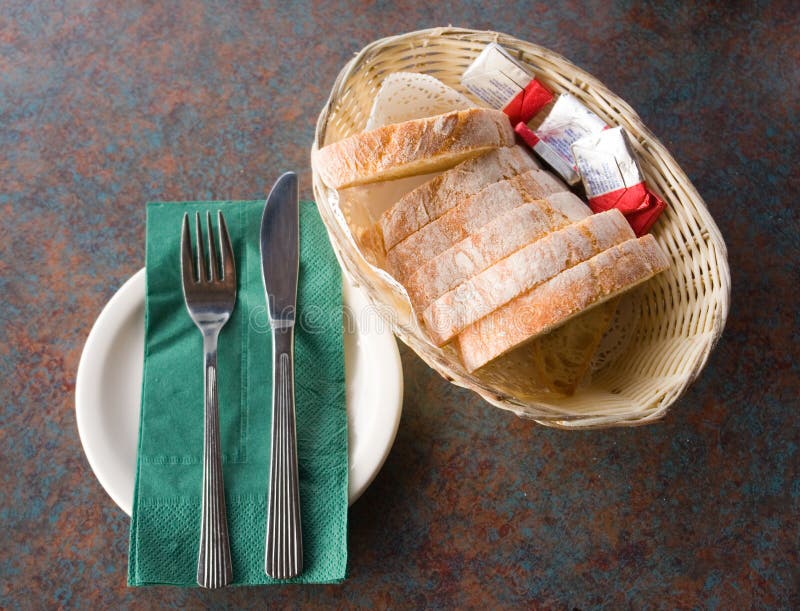 Bread in bread basket stock photo. Image of food, serviette - 7587136