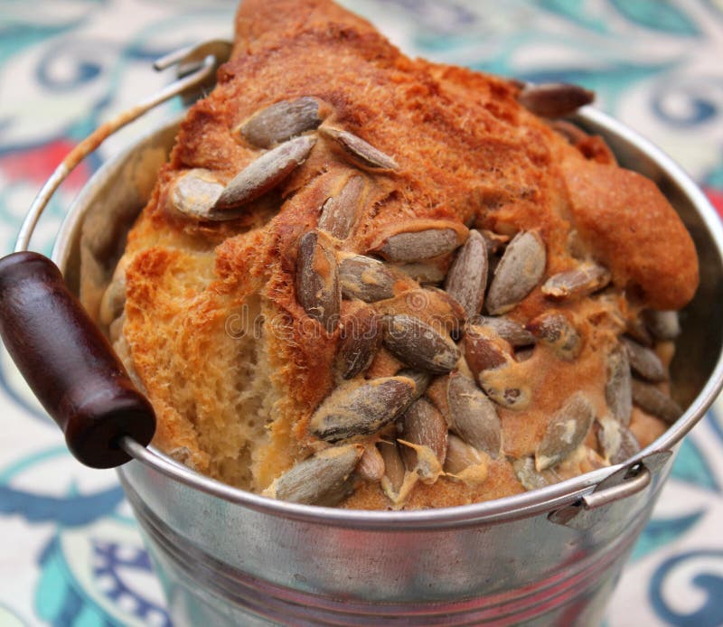 Bread in a bucket stock photo. Image of bread, homemade - 93581938