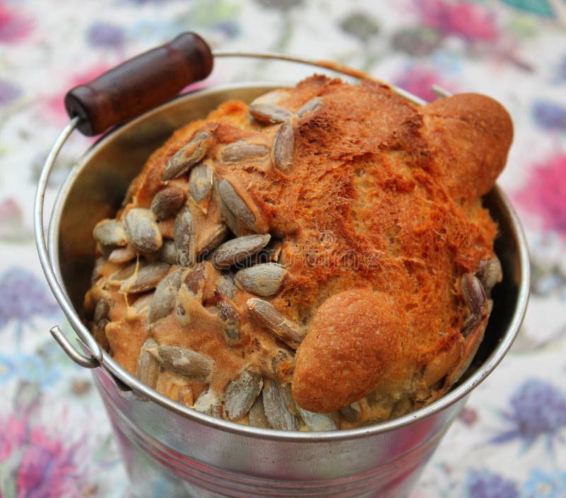 Bread in a bucket stock photo. Image of bakery, wheat - 93581972