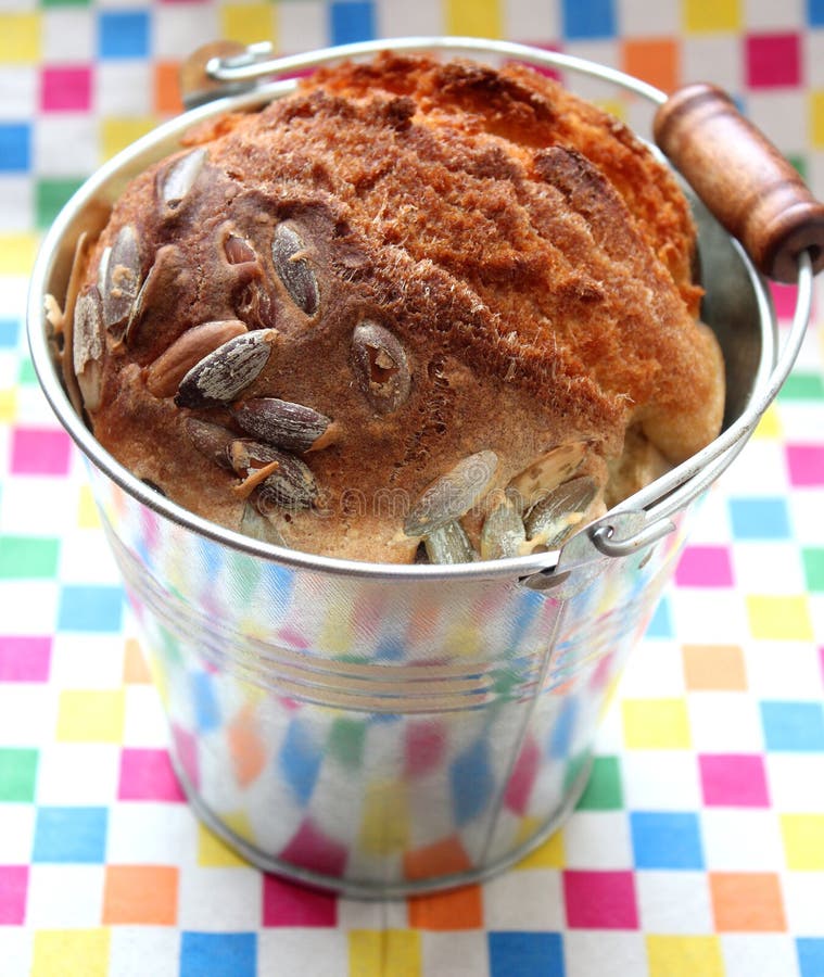 Bread in a bucket stock image. Image of homemade, seeds - 93582133
