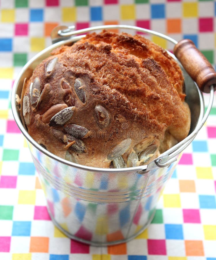 Bread in a bucket stock image. Image of seeds, homemade - 93582187