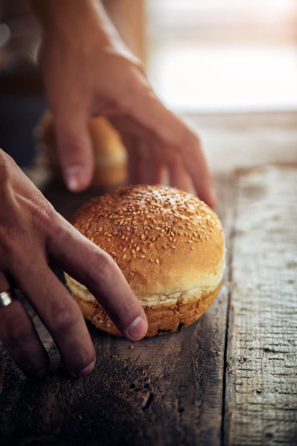 Bread Bun Being Prepared stock photo. Image of meal - 216594266