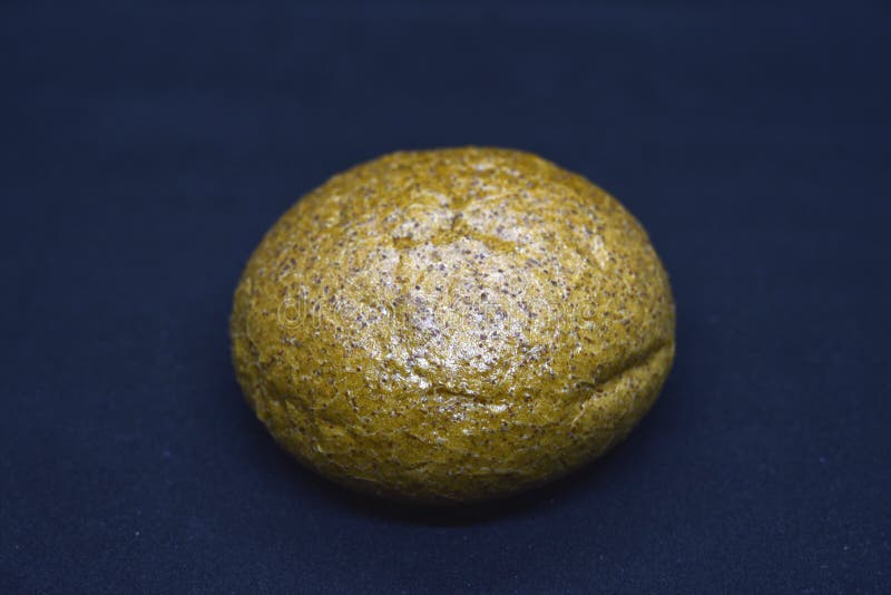 Bread Bun on a Blue Background. a Hamburger Bun Stock Photo - Image of ...