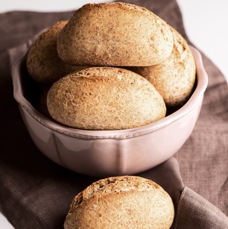 Bread buns in bowl square stock photo. Image of closeup - 37063198