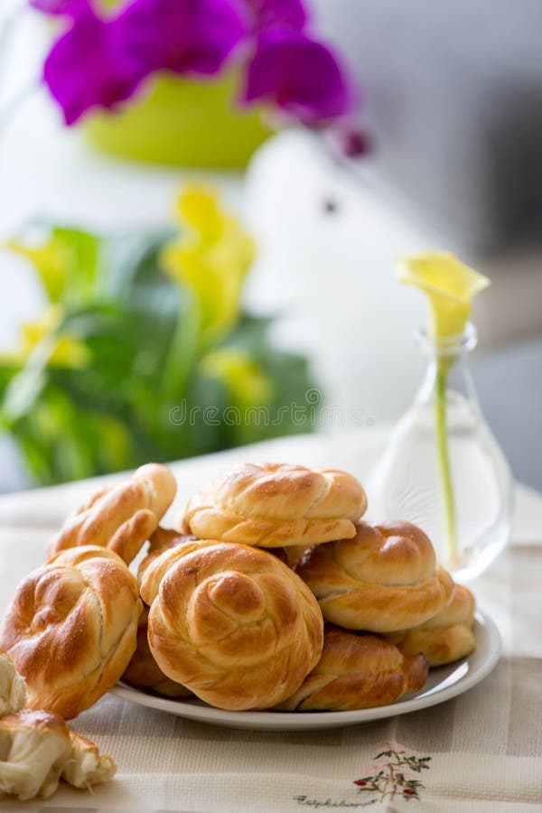 Bread Buns in a Plate on a Table Stock Photo - Image of gourmet ...