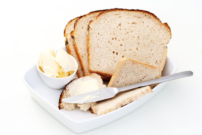 Bread and butter stock image. Image of milk, loaf, butter - 8700981