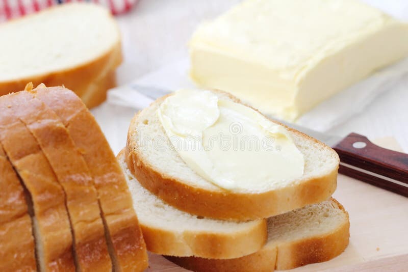Bread with Butter for Breakfast Stock Image - Image of soft, light ...