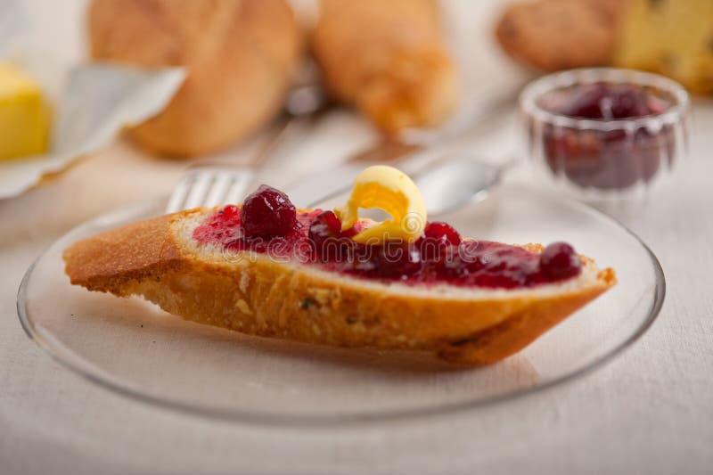 Bread butter and jam stock image. Image of closeup, bake - 29336171