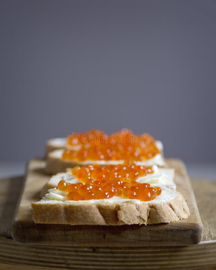 Bread with Butter and Red Caviar Stock Photo - Image of cultures, meal ...