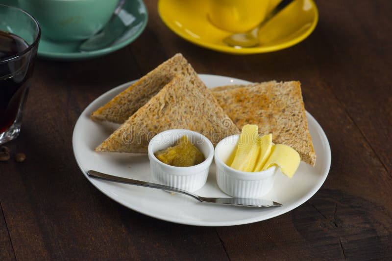 Tea with bread and butter stock image. Image of table - 23920641