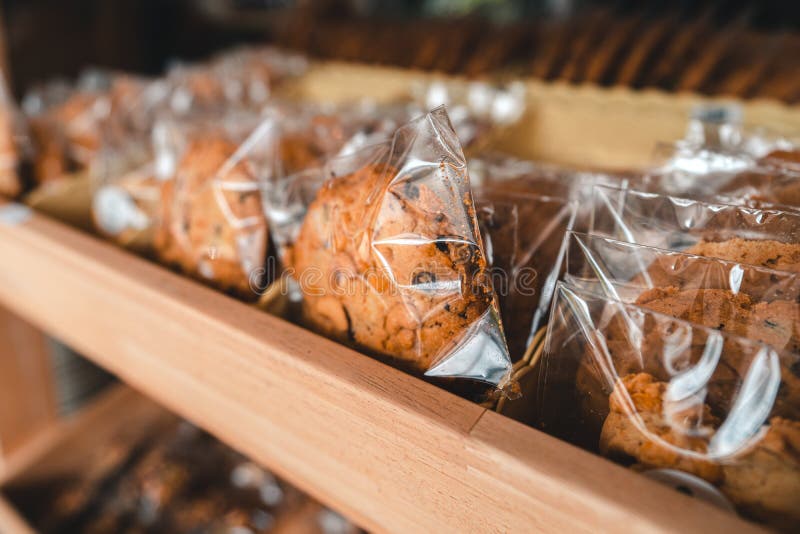 Bread and Cakes in a Glass Cabinet at the Coffee Shop Stock Photo ...