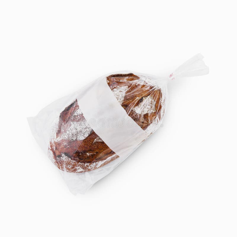 Bread in Cellophane Bag on White Stock Photo - Image of product ...