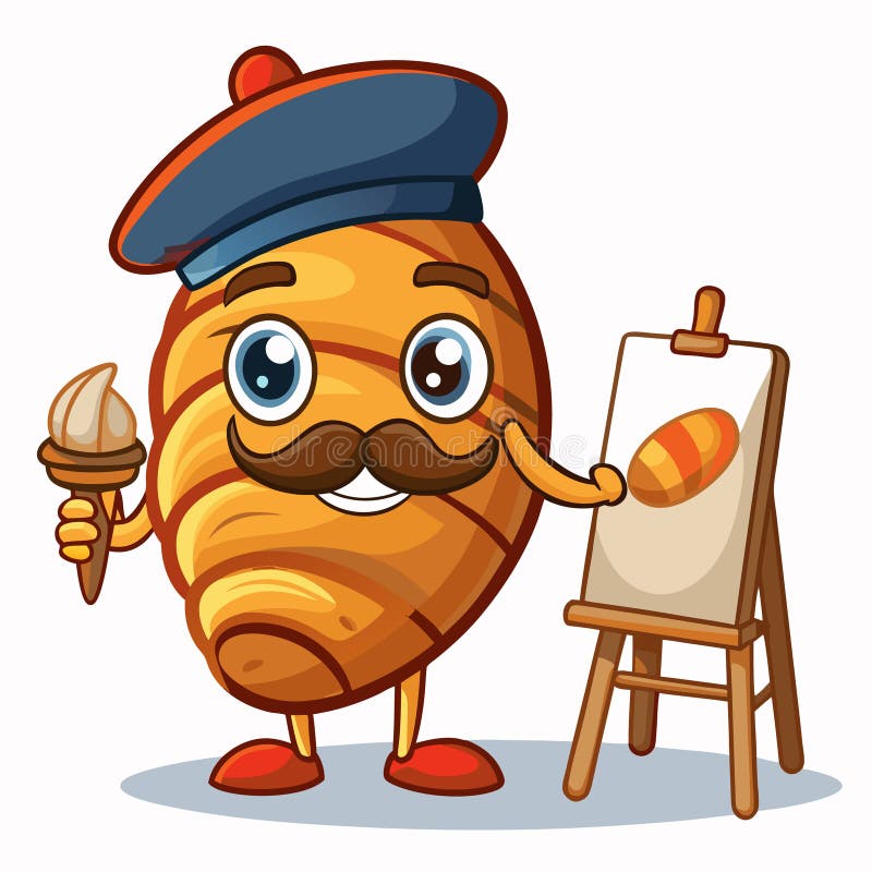A Bread Character, an Artist, Holding Paintbrush and an Ice Cream Stock ...