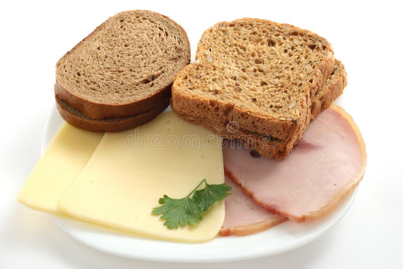 Bread with cheese and ham stock image. Image of bread - 15886469