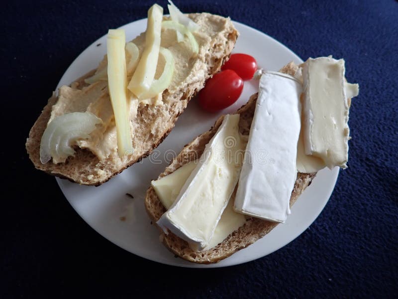Bread with Cheese Snack on a Plate Stock Photo - Image of grilled ...