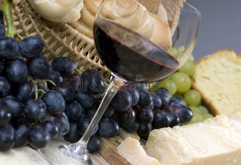 Bread and Cheese with a Glass of Wine 3 Stock Image - Image of cheese ...