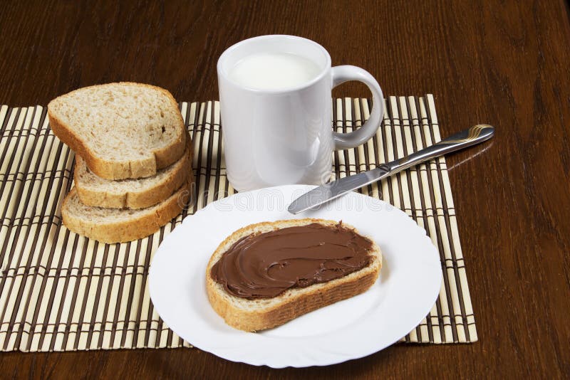 Bread with Chocolate Spread Stock Photo - Image of hazelnut, chocolate ...