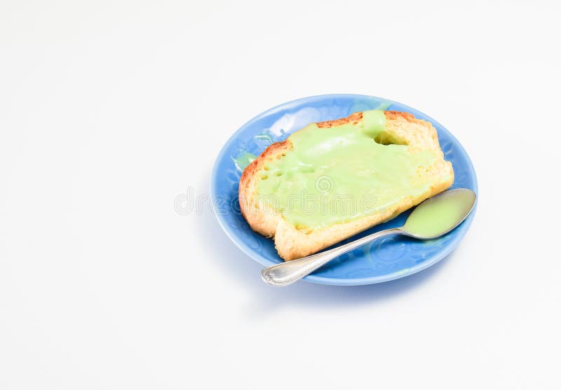 Bread Coating with Pandan Custard Stock Photo - Image of spoon, dish ...