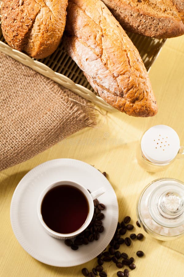 Bread and coffee stock image. Image of breakfast, french - 33263419