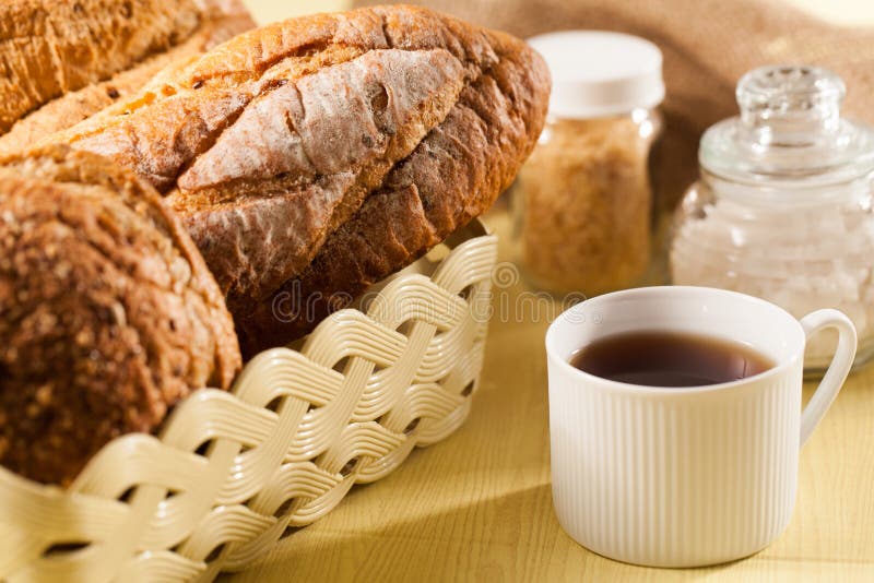 Bread and coffee stock photo. Image of breakfast, beans - 33263454